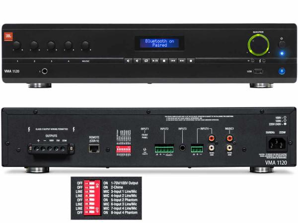 JBL ジェイビーエル VMA 1120 モノラル パワーアンプ 1ch 120W ( ハイ・ロー兼用 ) Bluetooth受信機内蔵 ...