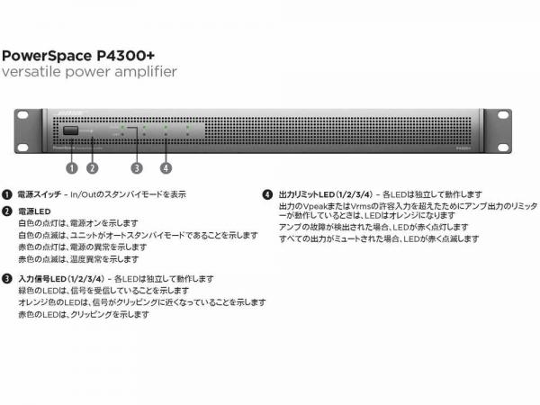 BOSE ボーズ P4300+ DSP搭載 パワーアンプ 300W × 4ch , 600W × 2ch 商業空間 設備用途向け ...